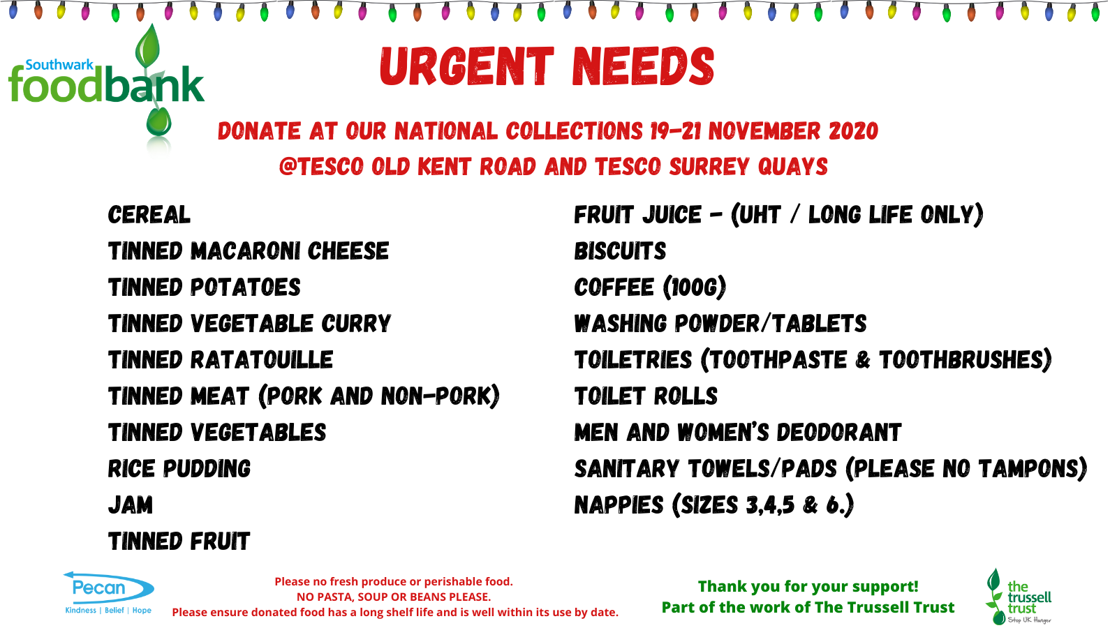 National Collections with Tesco 19th – 21st November 2020 | Southwark ...